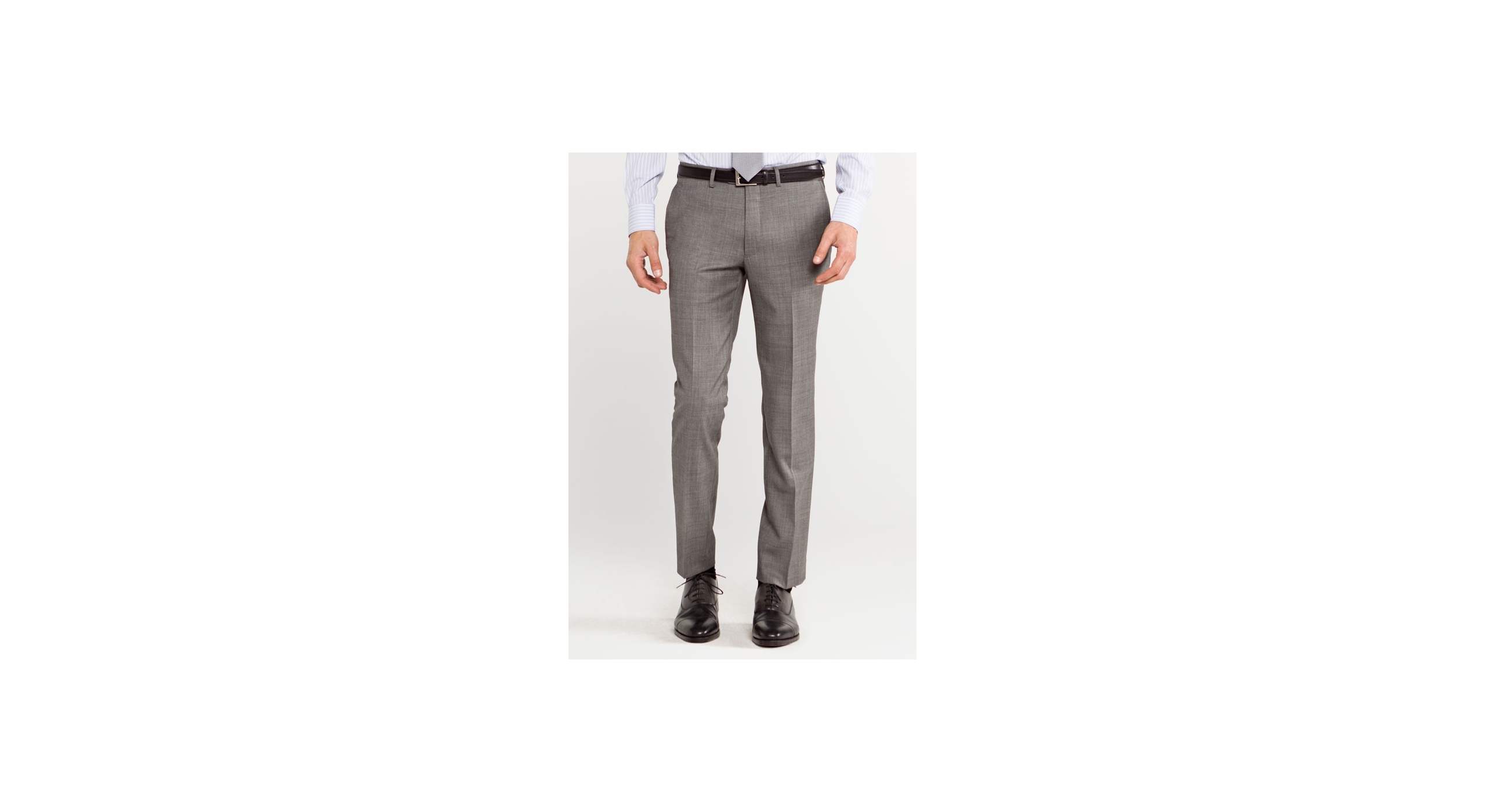 Grey Wool Fil-à-Fil Crossover Tailored Trouser Mayfair | Mansolutely