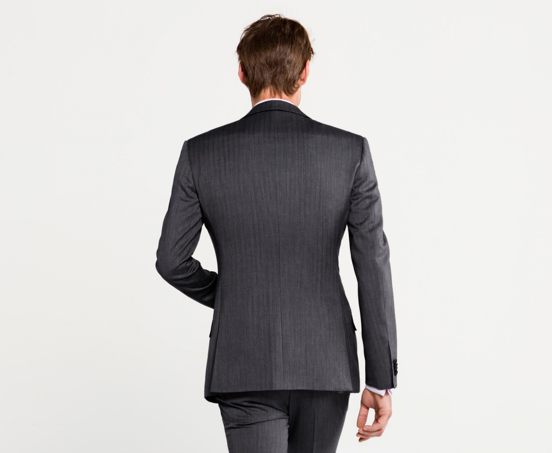 Tailored Herringbone Medium Grey Wool Monti Tailored Jacket | Mansolutely