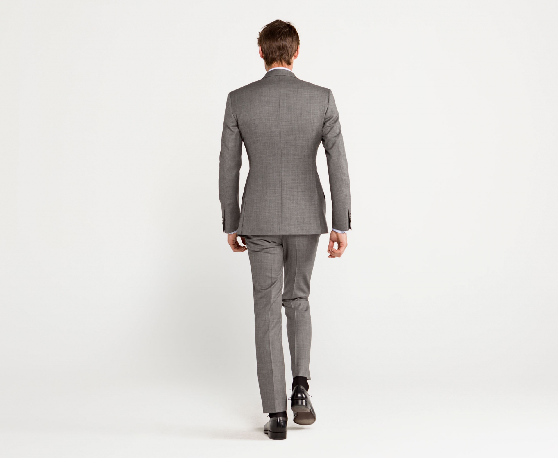 Grey Wool fil-à-fil double breasted Suit Mayfair| Mansolutely